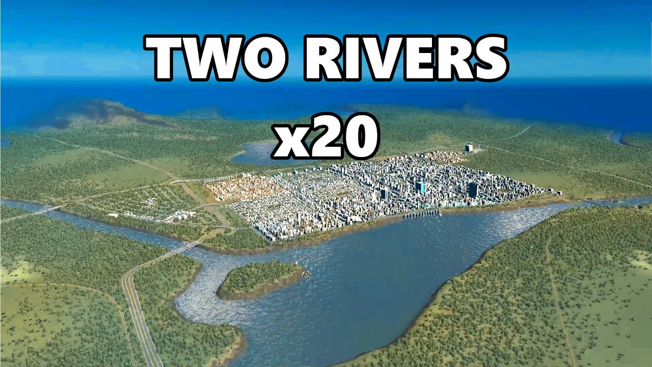 Cities Skylines - Two Rivers - All Milestones - 20x Speed - YouTube