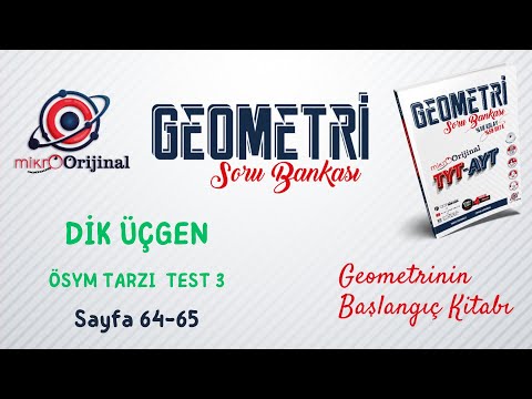 ÖSYM TARZI  TEST 3 | Dik Üçgen | Mikro Orijinal Geometri Soru Bankası
