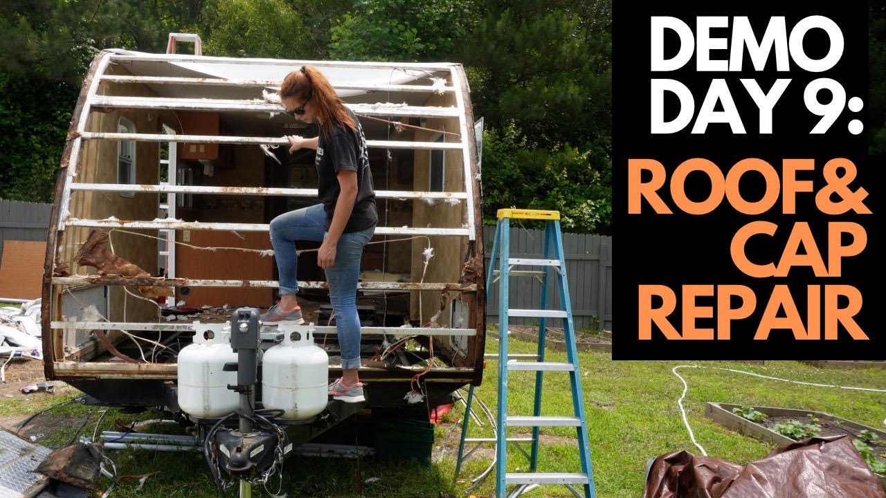 RV Water Damage Repair: Demo Day 9 Front Cap & Roof - YouTube