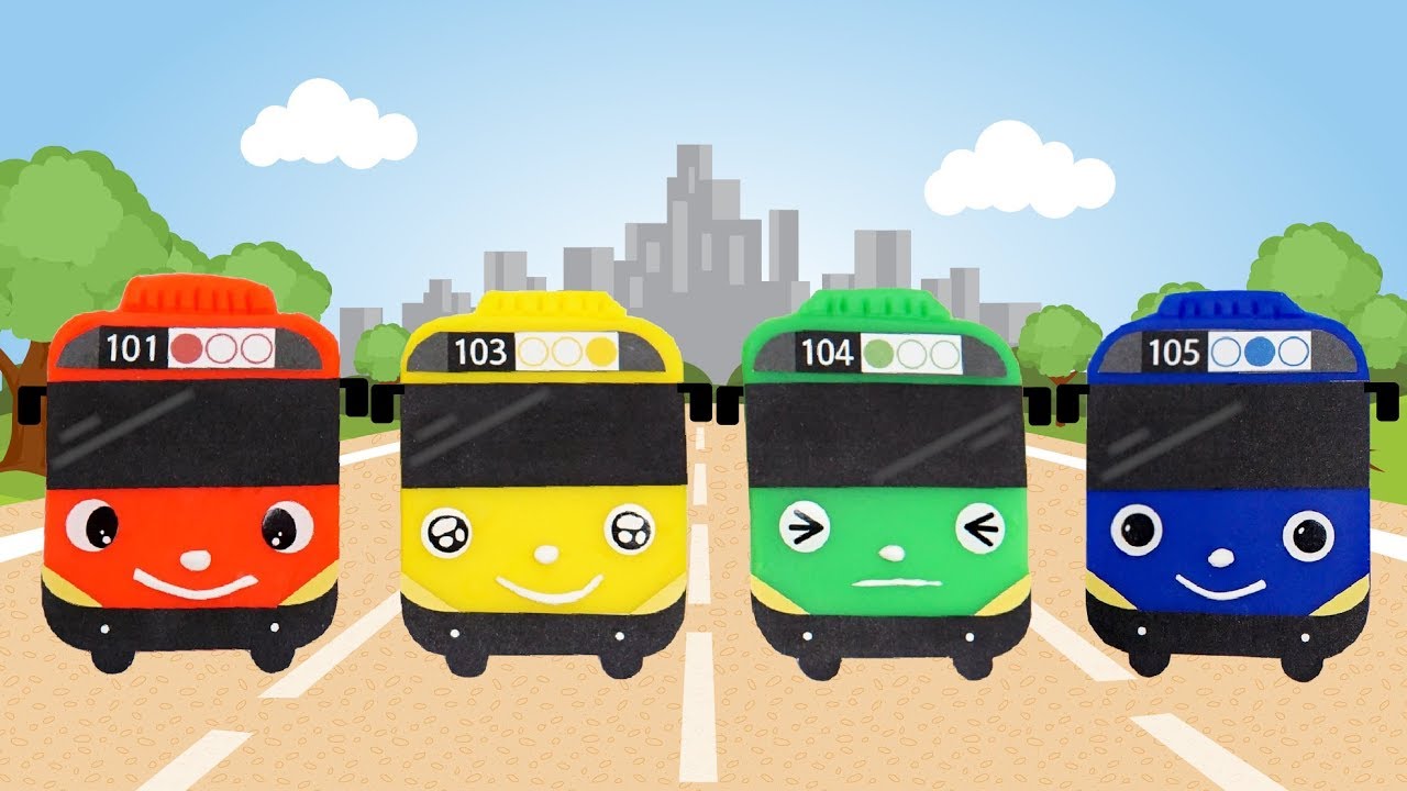 Learn colors with toy bus play doh pretend play for kids children - YouTube