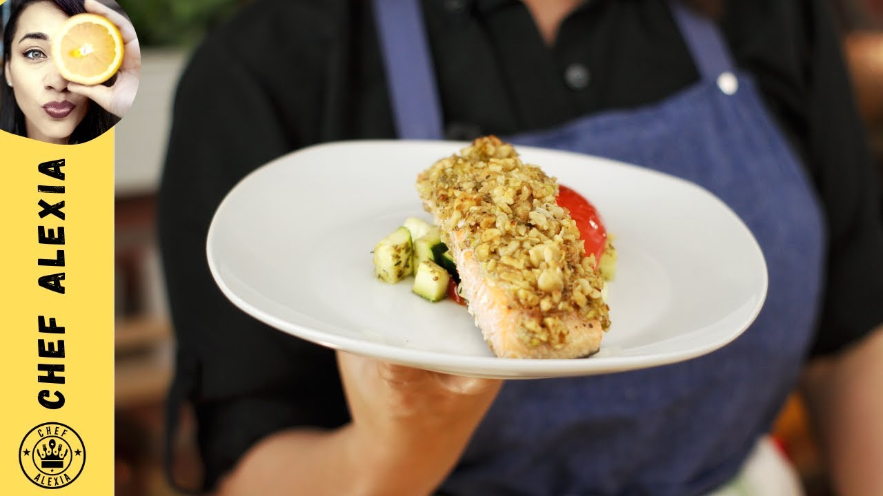 Salmon with Walnut Crust |7 min LOW CARB| by Chef Alexia - YouTube