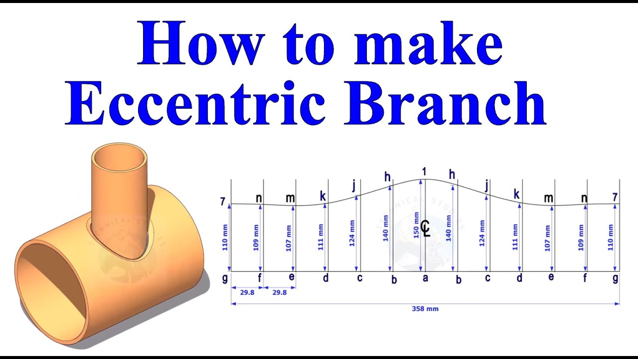 How to layout an eccentric pipe branch - YouTube