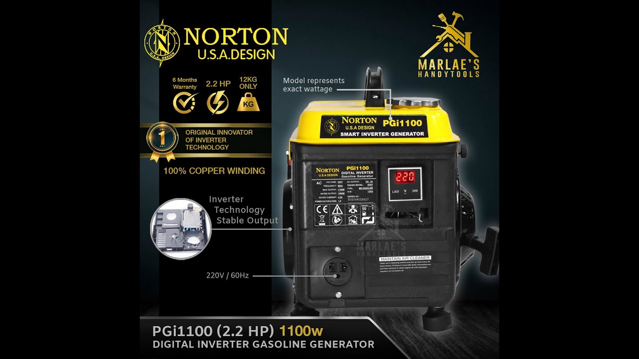Norton Digital Inverter Generator 1100w (PGi1100) TUTORIAL - YouTube