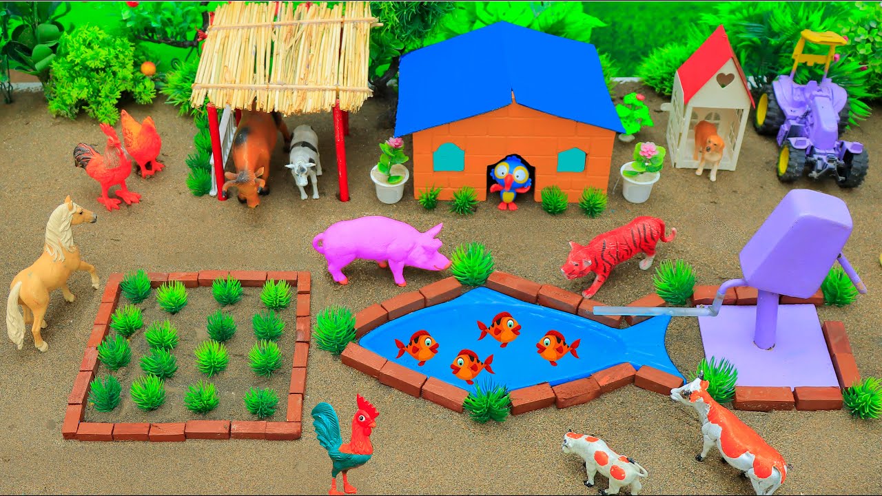 DIY mini Farm Diorama with FISH SHAPED lake & grow carrot field | DIY ...