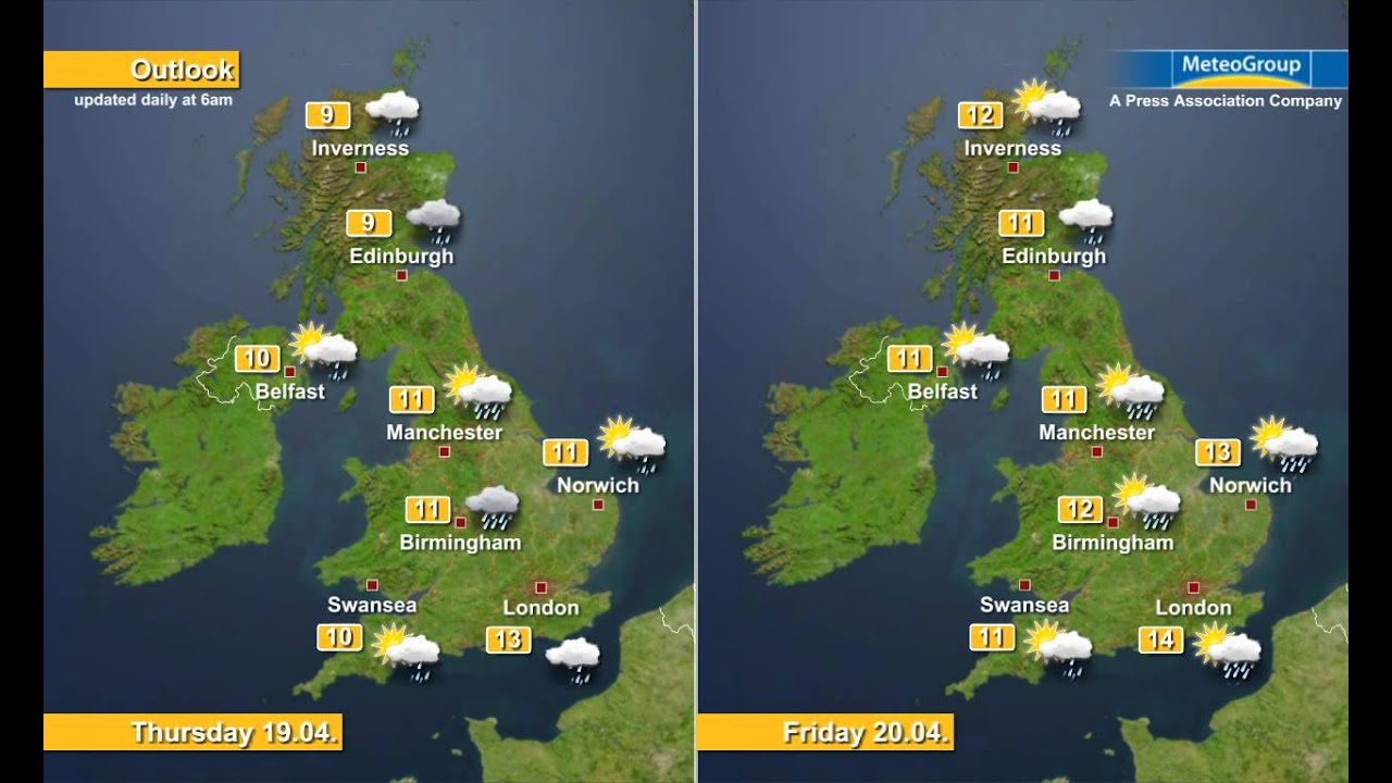 Weather forecast for Wed 18th Apr 2012 - YouTube