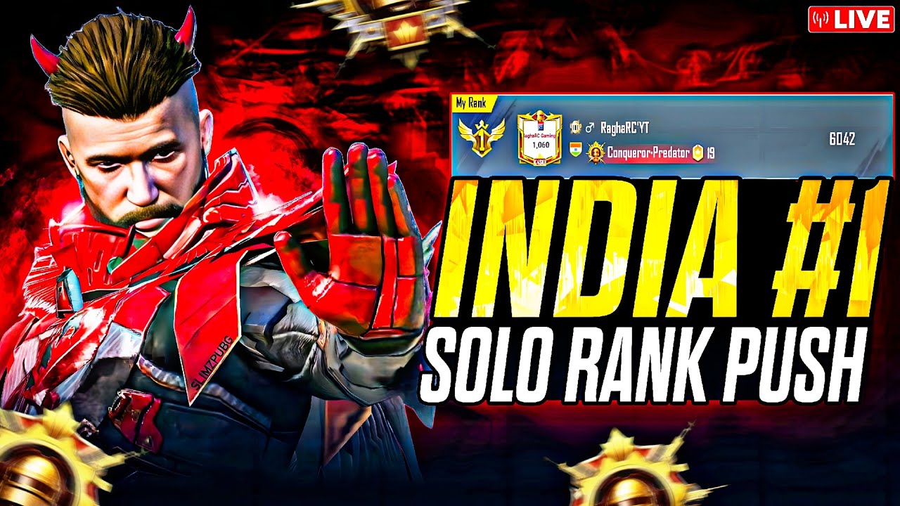 Day-38🇮🇳 Let's go for 8000 points👑Rank 1 SOLO CONQUEROR LIVE RANK PUSH ...