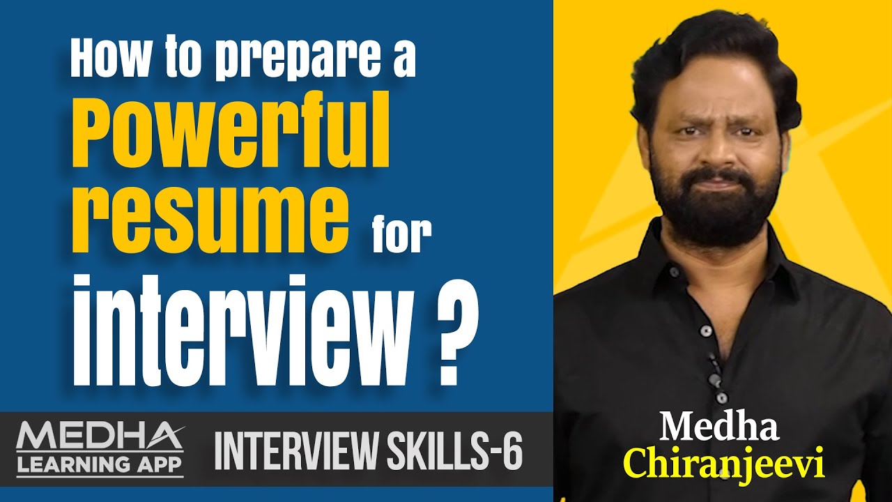 PREPARING RESUME : Dr.A.Chiranjeevi | Founder & Chief Coach | Medha ...