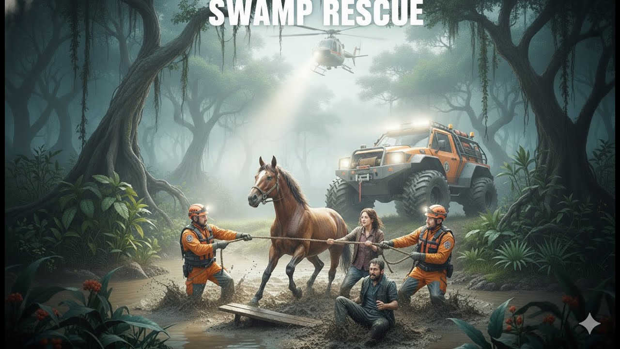 Incredible Rescue: Horse and Owner Saved from a Deep Swamp - YouTube