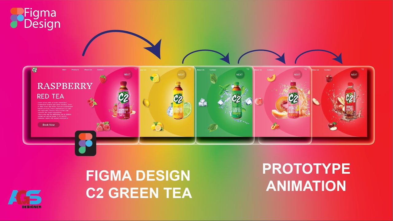 C2 Green Tea Drink Design in Figma | How to Design a Tea Bottle Label ...