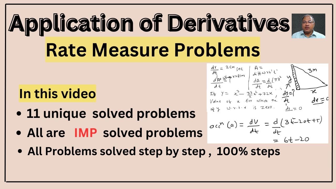 Application of derivatives Rate Measure Problems | Application derivatives problems rate measure ...