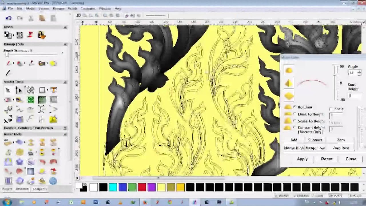 04 How to draw vector to 3D with Artcam Part 4 #ลายไทย#artcam#พื้นฐาน ...
