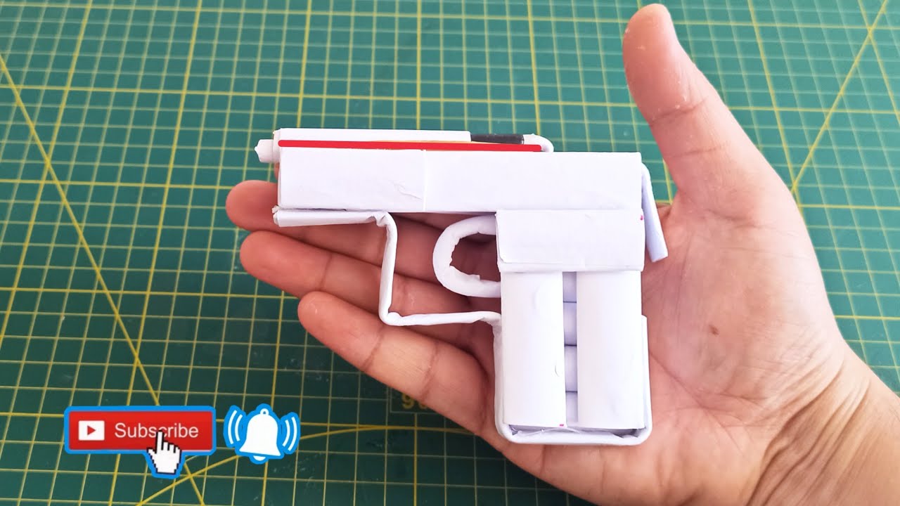 DIY - A4 KAĞITTAN MERMİ ATAN MİNİ TABANCA NASIL YAPILIR - (PAPER POCKET ...