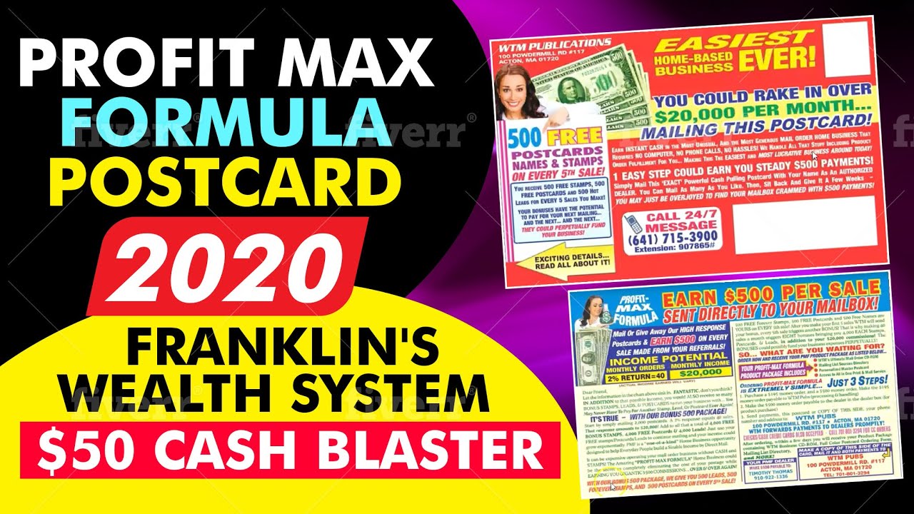 [Profit Max Formula Postcard] 2020 [Franklin's Wealth System] $50 Cash ...