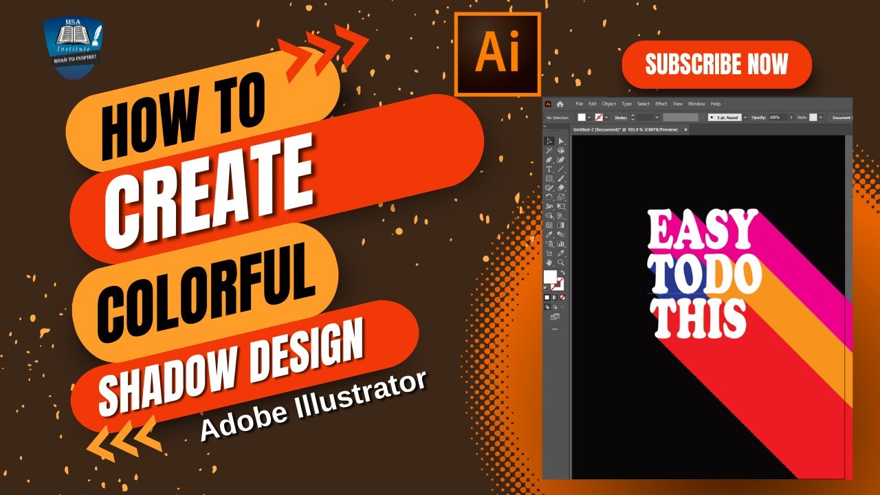 Colorful Text Shadow Design in Adobe Illustrator #illustrator #viral # ...