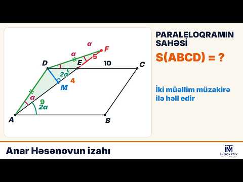 Paraleloqramın sahəsi: AE-ni uzadıb həll edirik