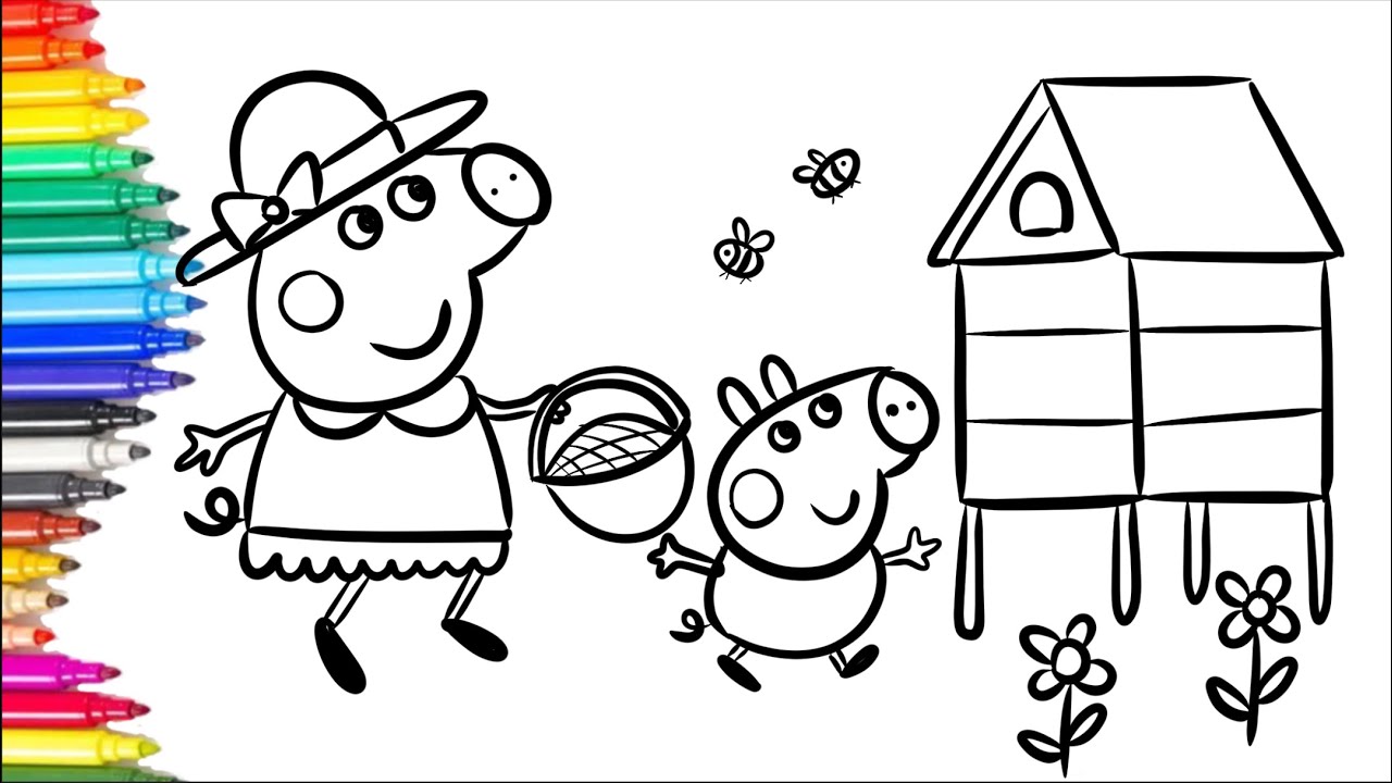 Peppa pig's Spring Outdoor Fun. Drawing and Coloring Peppa Pig. - YouTube