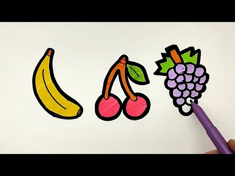 Kolay Meyve Çizimleri - Easy Drawing Fruits - muz, kiraz, üzüm çizimleri - Kolay Çizimler