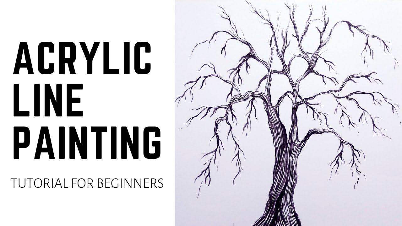 LINE PAINTING OF A TREE | Acrylic Painting Tutorial For Beginners - YouTube