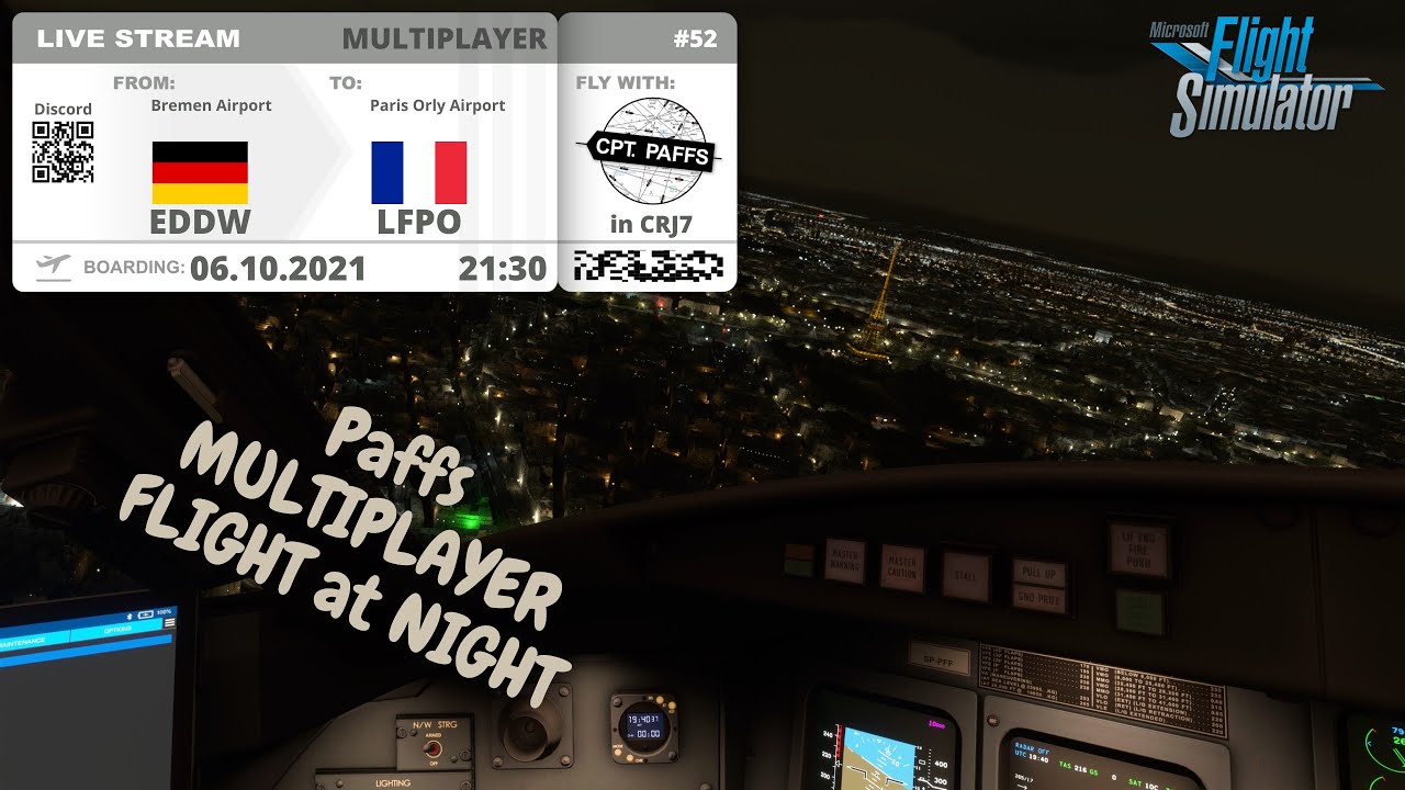 [MSFS 2020] LIVE STREAM | MULTIPLAYER FLIGHT AT NIGHT | EDDW - LFPO ...