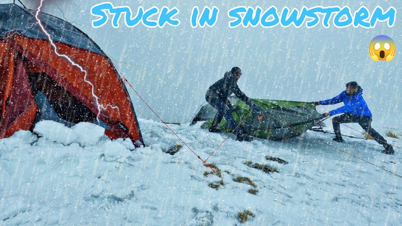 Winter Camping In A Snow Storm | Stuck in Heavy Rain & Snowstorm ...