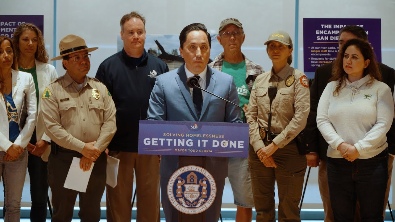 Mayor Gloria Highlights Impact of Homeless Encampments on Parks - YouTube