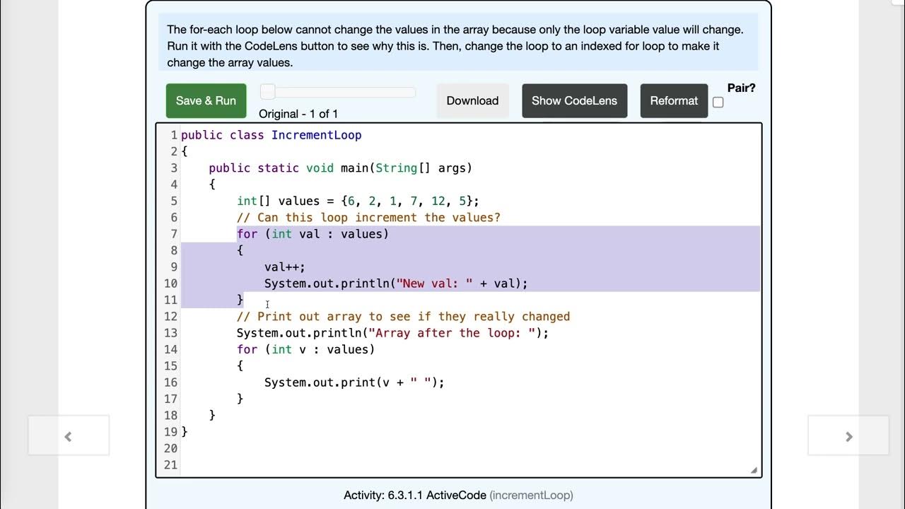 CS Awesome 6.3: Enhanced For Loop (for-each loop) - YouTube