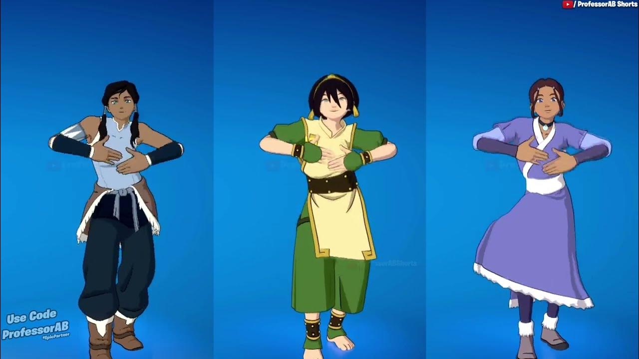 Fortnite Carefree Tiktok Emote With Korra Toph Beifong Katara Skin