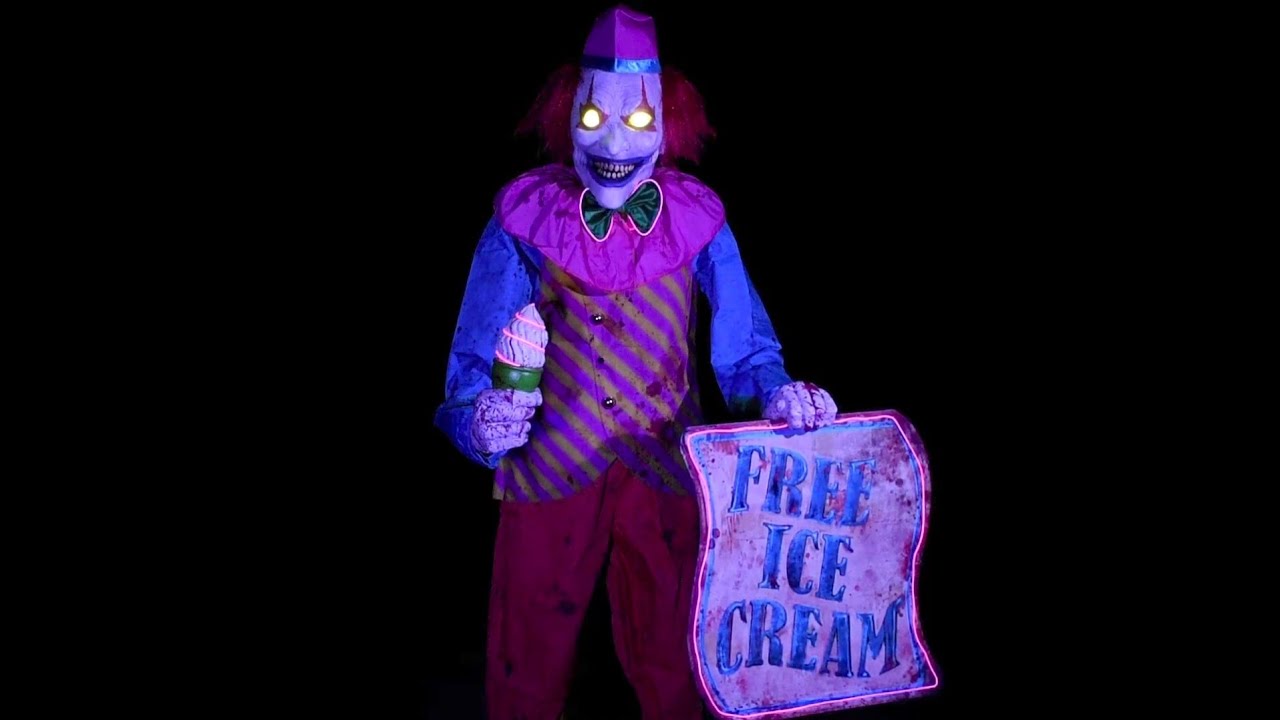 Party City Neon Ice Cream Clown Animatronic Demo | Halloween 2023 - YouTube