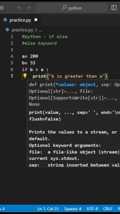 Python if else #python #pythonprogramming #coding #pythoncoding #code - YouTube