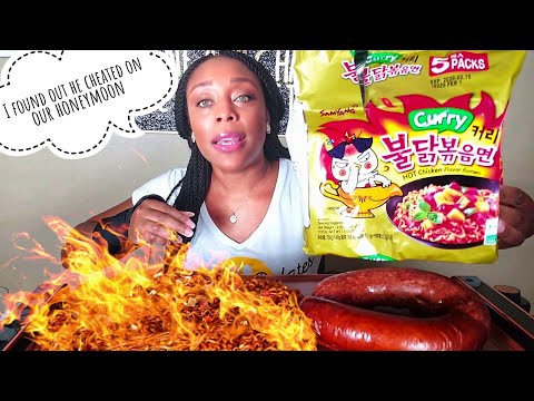 Spicy Curry Ramen & Sausage Mukbang!