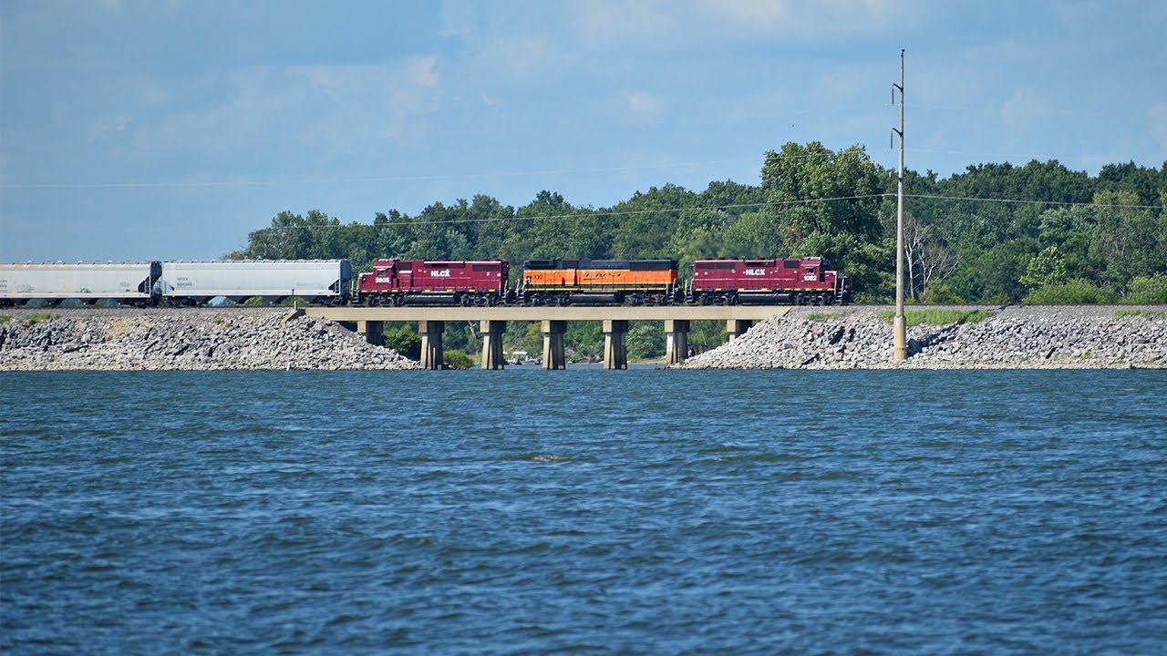 7/26/20 - BNSF MGALCEI crosses the Carlyle Reservoir at Boulder, IL ...