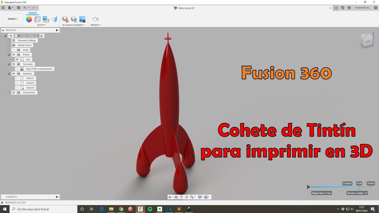 El COHETE de TINTIN para IMPRIMIR en 3D con Fusion 360 - parte 1 ...