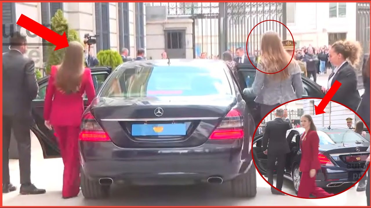 Princess Leonor and infanta Sofia moment of sitting in the saprate car ...