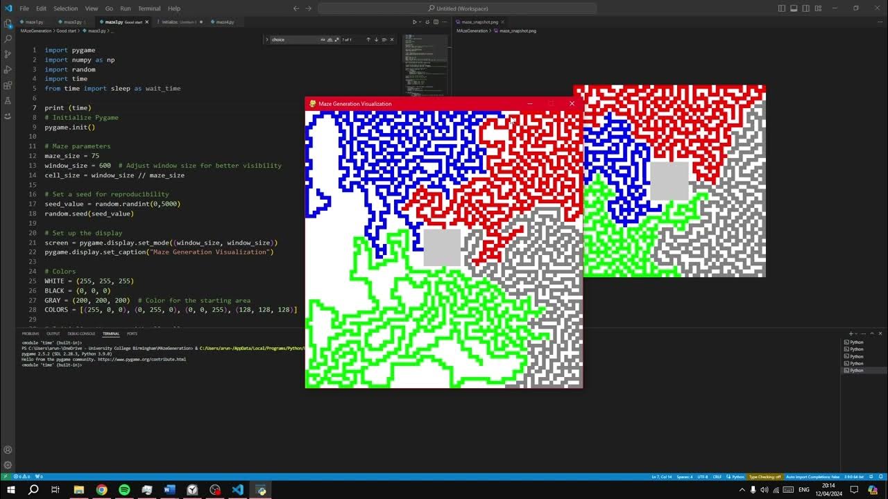 Python Pygame Recursive Backtracking Maze Generator Youtube