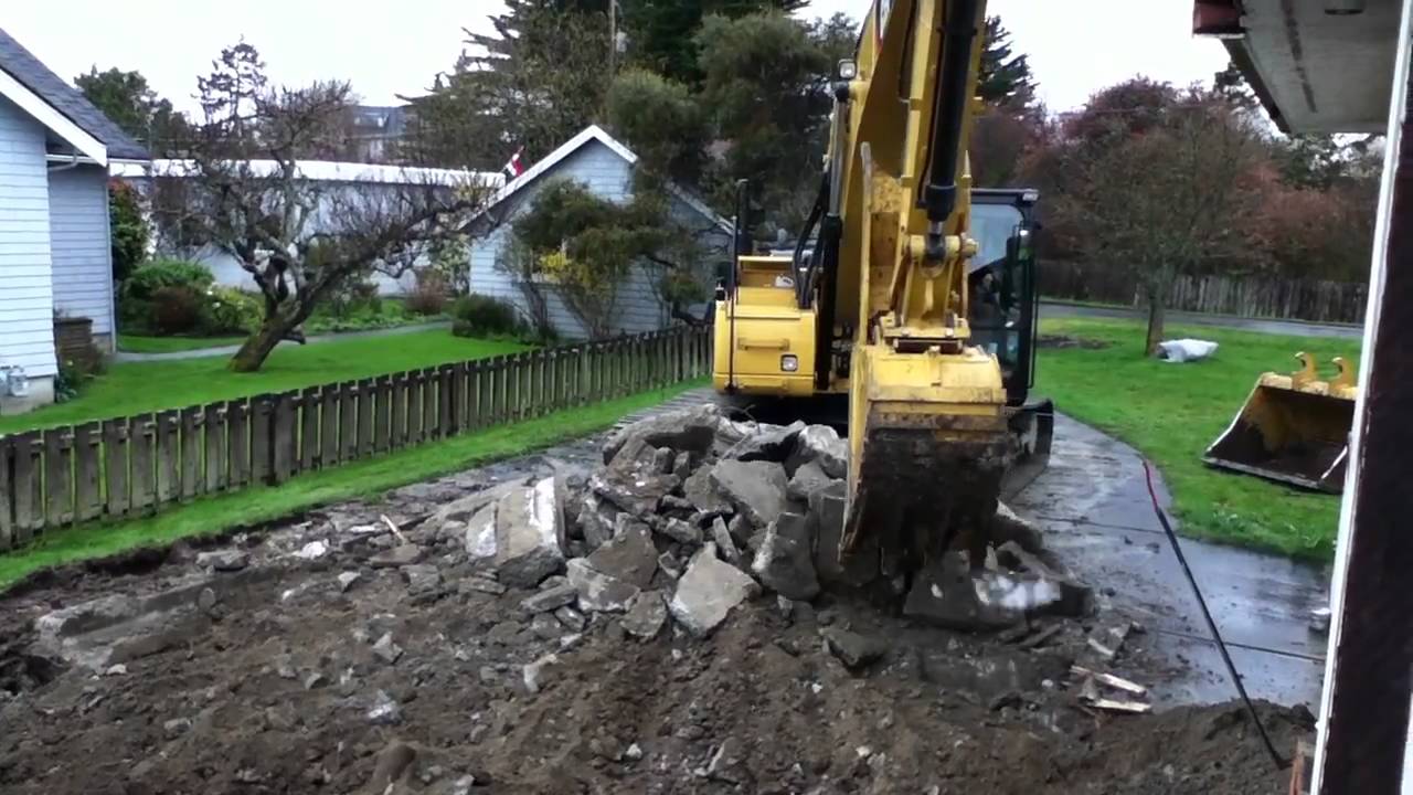 driveway demolition - YouTube