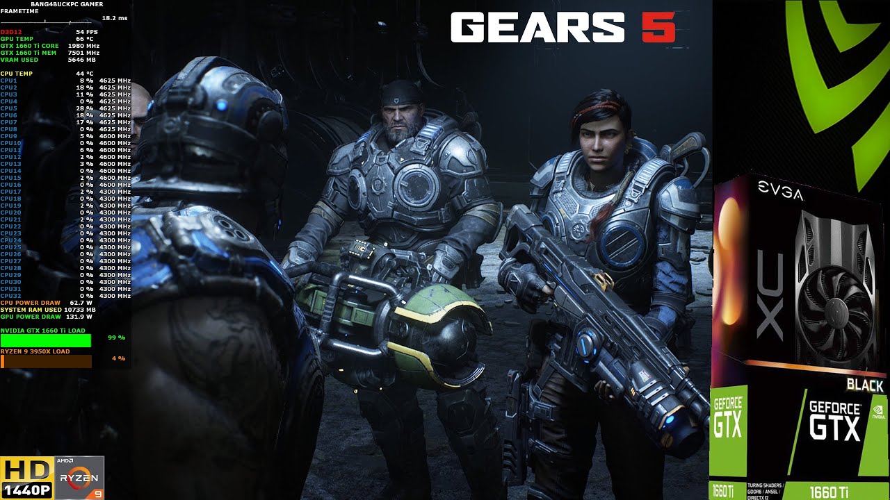 Gears 5 Ultra Settings 2560x1440 | GTX 1660 Ti | Ryzen 9 3950X OC - YouTube