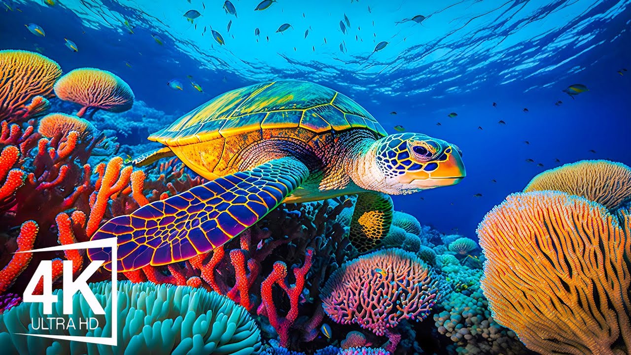 Turtle Paradise 4K ULTRA HD 🐋- Coral Reefs and Colorful Sea Life ...