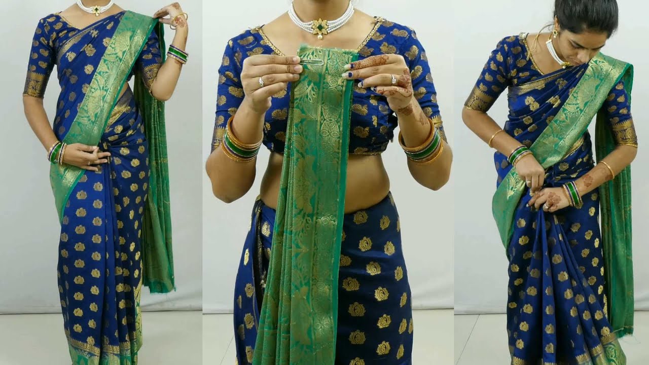 Traditional saree draping style | perfect plate making saree draping ...