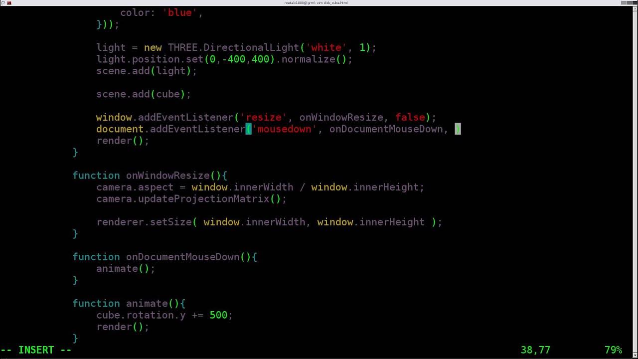 Basic Cube Rotate on Document Click HTML5 3D Threejs tutorial - YouTube