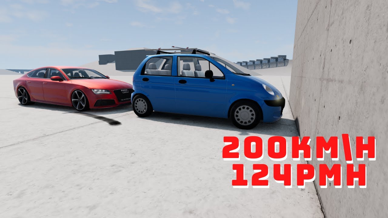Daewoo Matiz vs Audi RS7 200kmh BeamNG drive CRASH TEST - YouTube