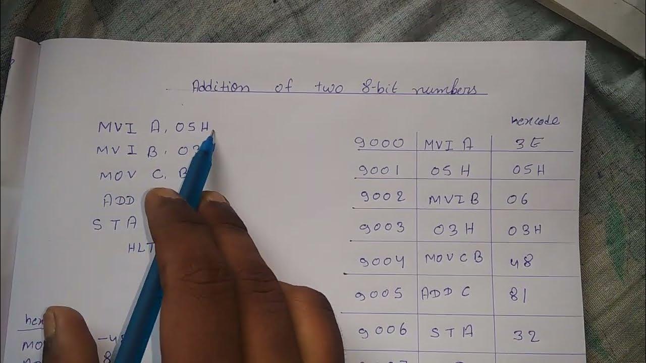 Microprocessor 8085 | Addition of two 8 bit numbers. - YouTube