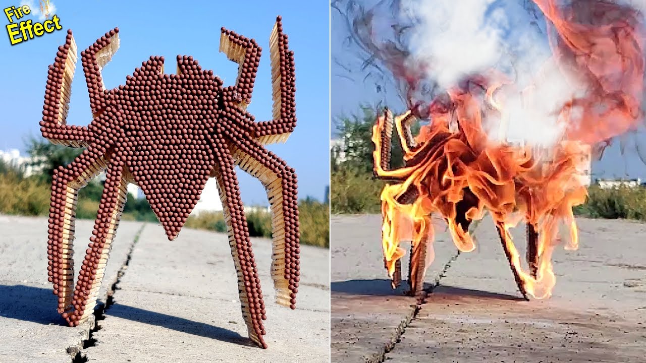 Killer Spider Fire!!! Matches Chain Reaction - YouTube