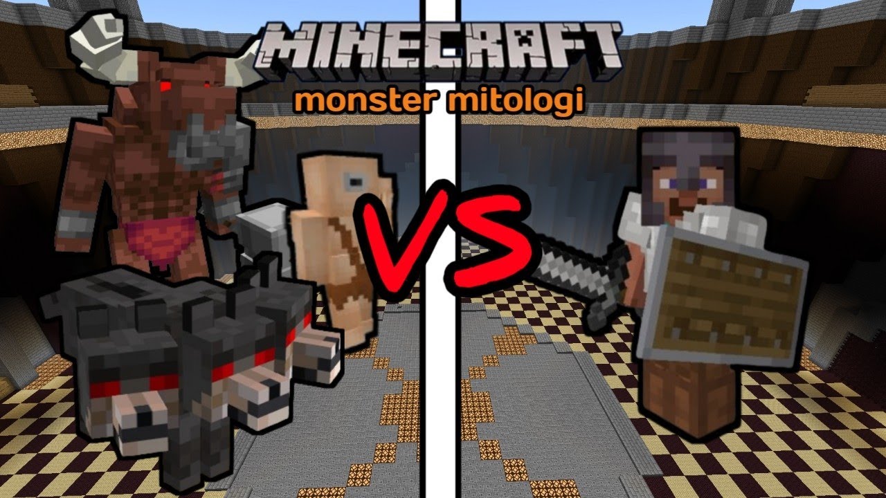 Minecraft Arena Battle: Pemain Melawan Monster Mitologi - Minotaur ...