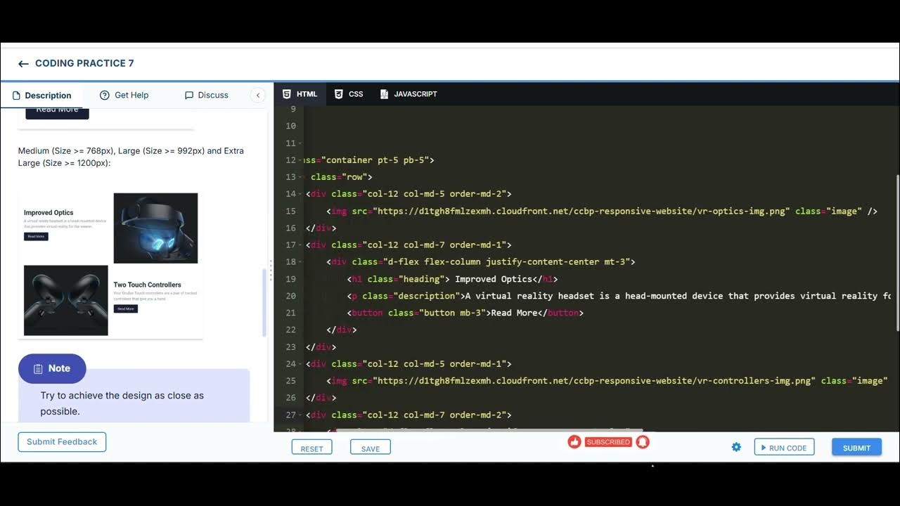 Responsive Web Design | VR Website Optics and Controller Sections | Coding Practice-7 | NxtWave ...