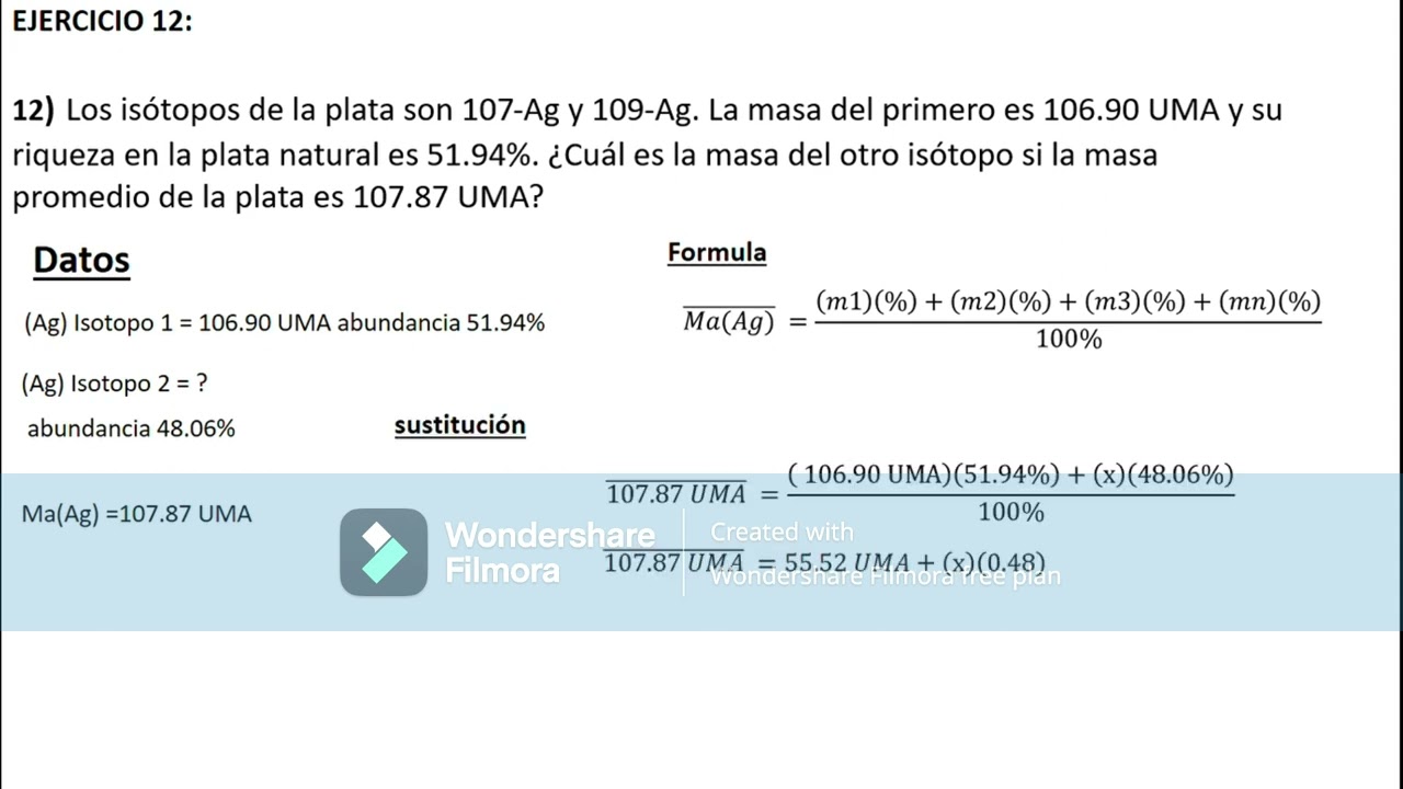 Masa Promedio de Isotopos - Ejercicios Resueltos (Parte 12) - YouTube