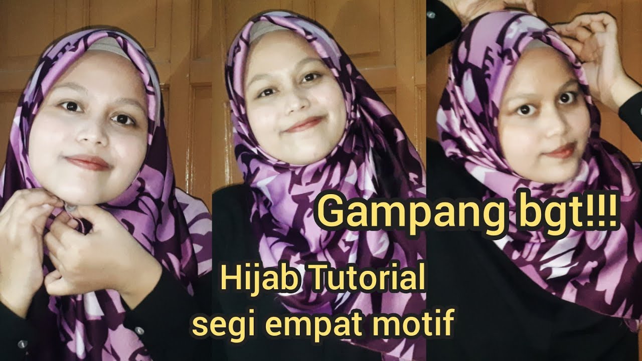 Tutorial Hijab Segi Empat Motif SEGAMPANG ITU! - YouTube