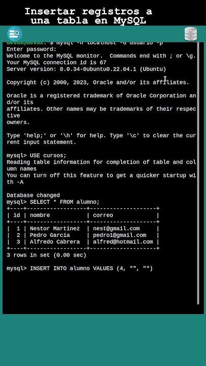 Insertar registros a una tabla en MySQL - YouTube