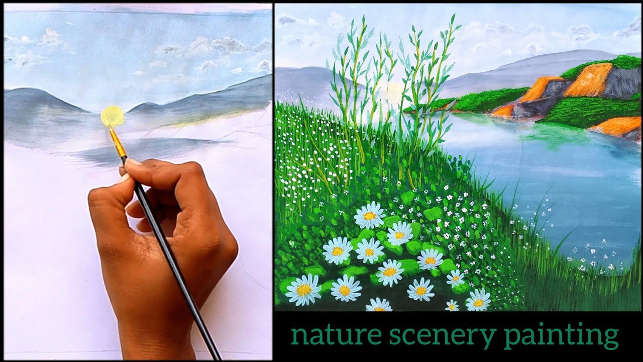 how to draw nature scenery painting step by step #youtube @perfectart ...