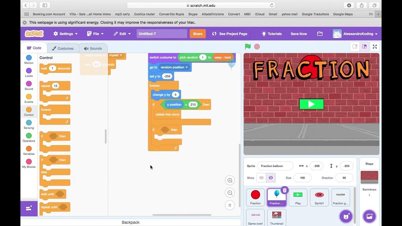 Fraction game of Tutorial https://scratch.mit.edu/projects/897069411 ...