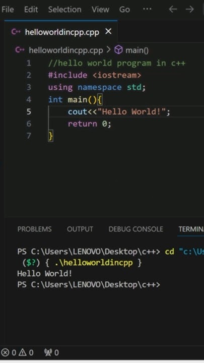 Hello World Program In C Shorts Coding Programming Cpp Cplusplusprogramming Technology